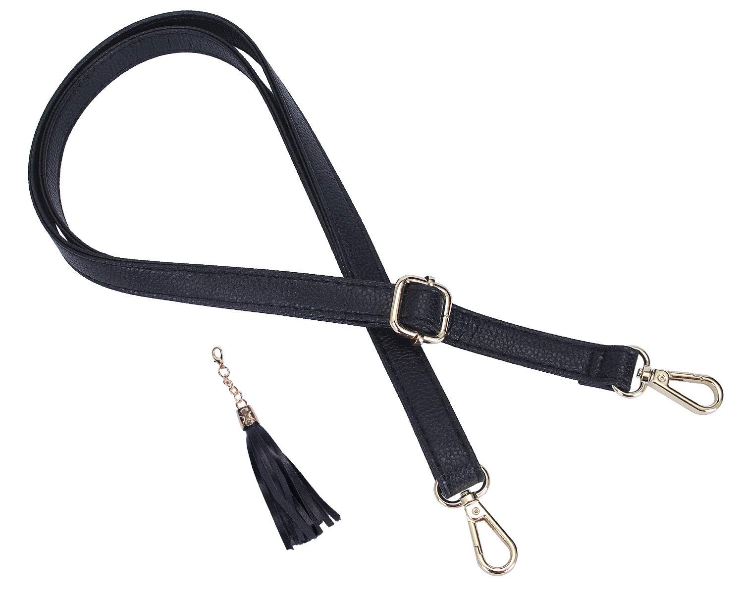 VanEnjoy Purse Strap Replacement with Tassel,Lichee Pattern Microfiber Leather for Crossbody Bag or Handbag,34-60" L*0.8" W,Gold Metal