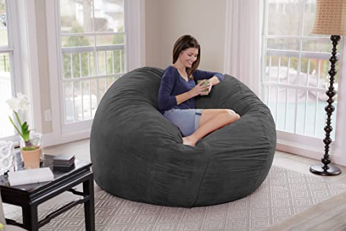 Chill Sack Bean Bags Large Bean Bag, 7-Feet, Charcoal Micro Suede