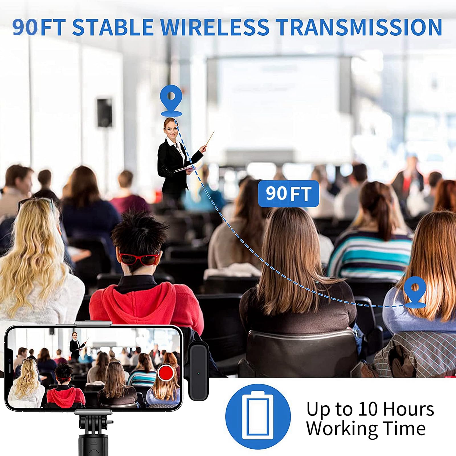 Clip On Lapel Microphone Wireless For Video Recording Vlogging, Youtube, Interview. (microphone, microphone2)