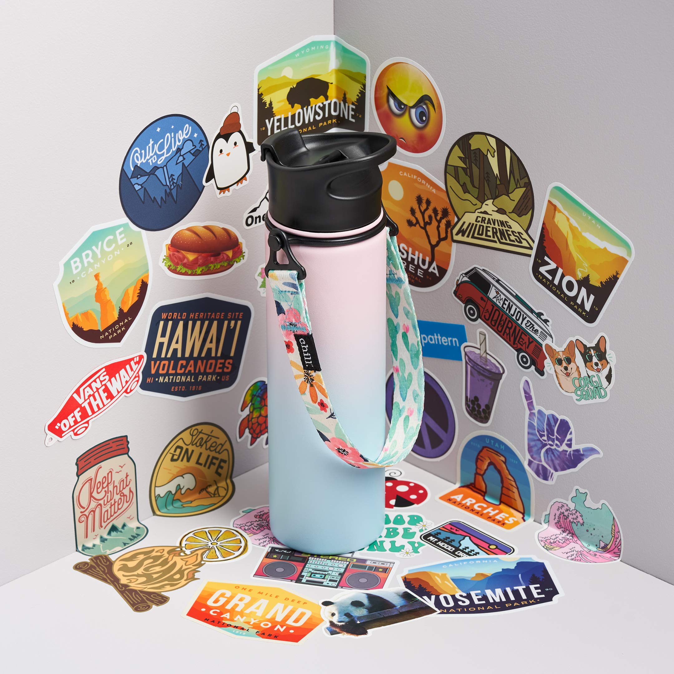 Chill. Water Bottle Holder with Strap, Sonora