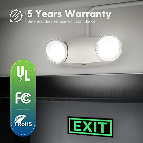 FREELICHT 6 Pack Emergency Light, Emergency Lights for Business + 6 Pack Green LED Exit Sign with Battery Backup