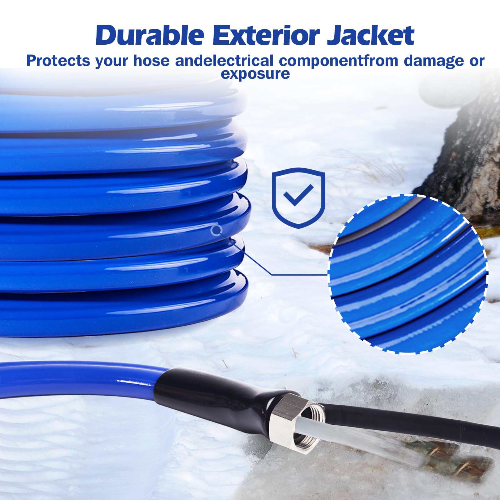 Bipeoo 15FT 30FT Heated Water Hose for Rv,-45 ℉ Antifreeze Drinking Garden Water Hose with Energy Saving Thermostat,1/2" Inner Diameter Rv Accessories-Lead and BPA Free