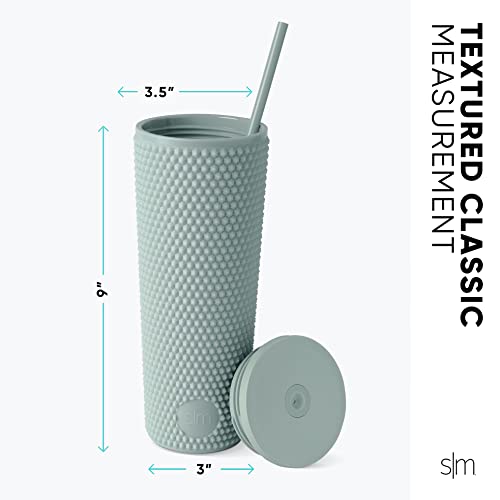 Simple Modern Plastic Matte Studded Tumbler with Lid and Straw | Reusable BPA Free Iced Coffee Cups Double Wall Smoothie Cup | Gifts for Women Men Him Her | Classic Collection | 24oz | Winter White