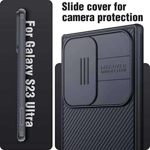 ErHu for Samsung Galaxy S23 Ultra Case with Camera Cover, [Non Slip & Anti-Fingerprint] [Drop Protection], Slim Thin Protective Phone Case for Samsung S23 Ultra 6.8 Inch, Black
