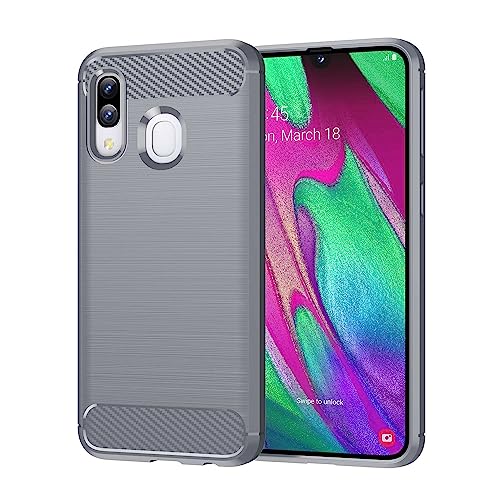 Cell Phone case for Samsung Galaxy A40,Refined Carbon Fiber,Anti-Fall,Anti-Fingerprint,Full Protection Gray