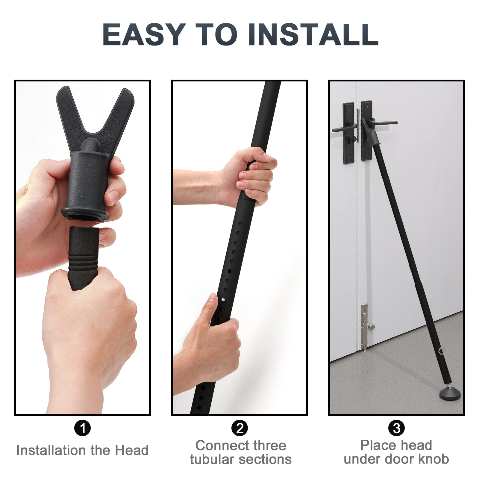 CALCHELE 2-in-1 Door Security Bar & Door Stoppers Security Jammer Bar, Adjustable Window Doors Lock Security Bars for Sliding Glass Door, Window, Front Door, Patio Door, Apartment, Hotel Room, Black