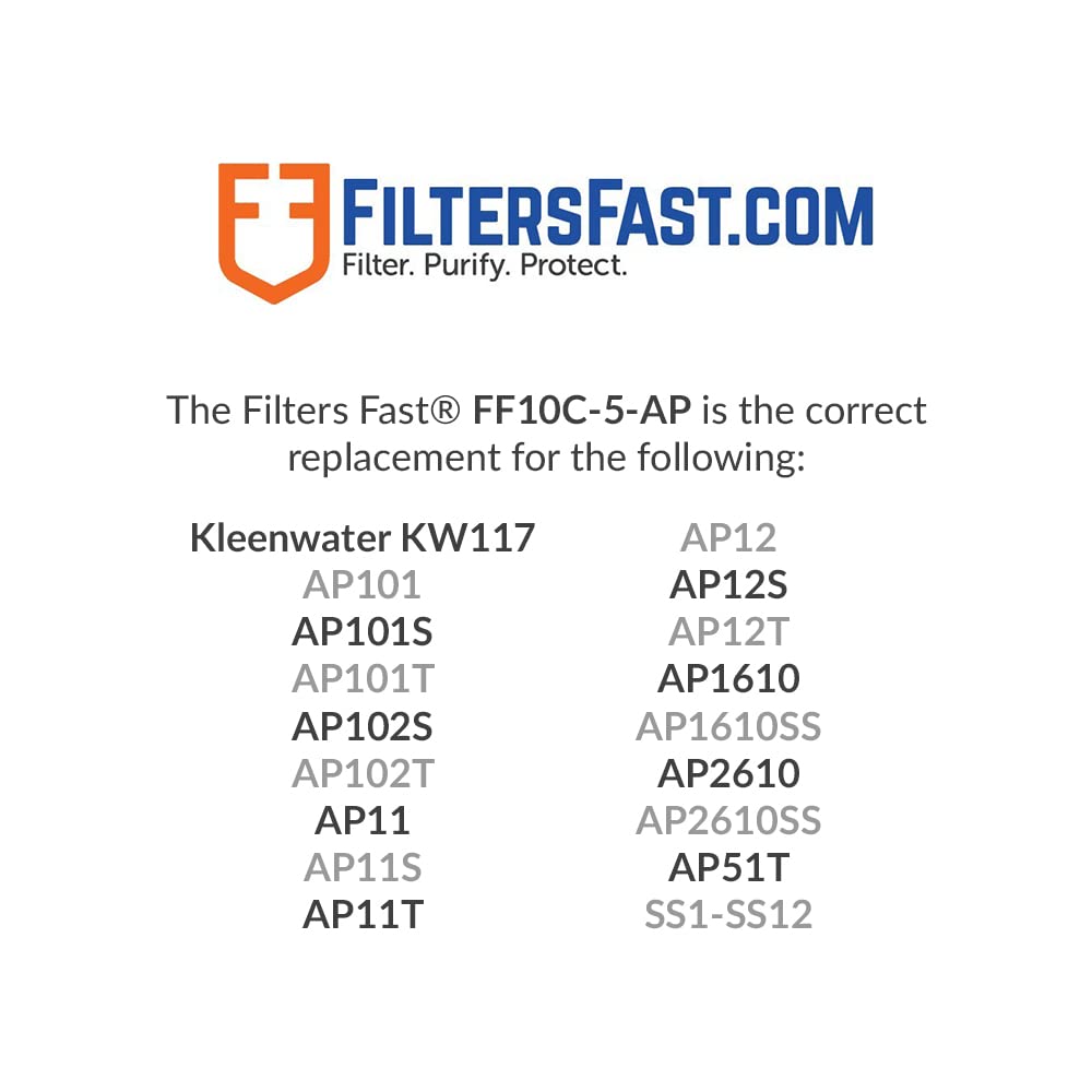 Filters Fast FF10C-5-AP Compatible Replacement for Aqua-Pure AP117 Comp Water Filter Cartridge Activated Carbon 2.9x2.9x10 inch