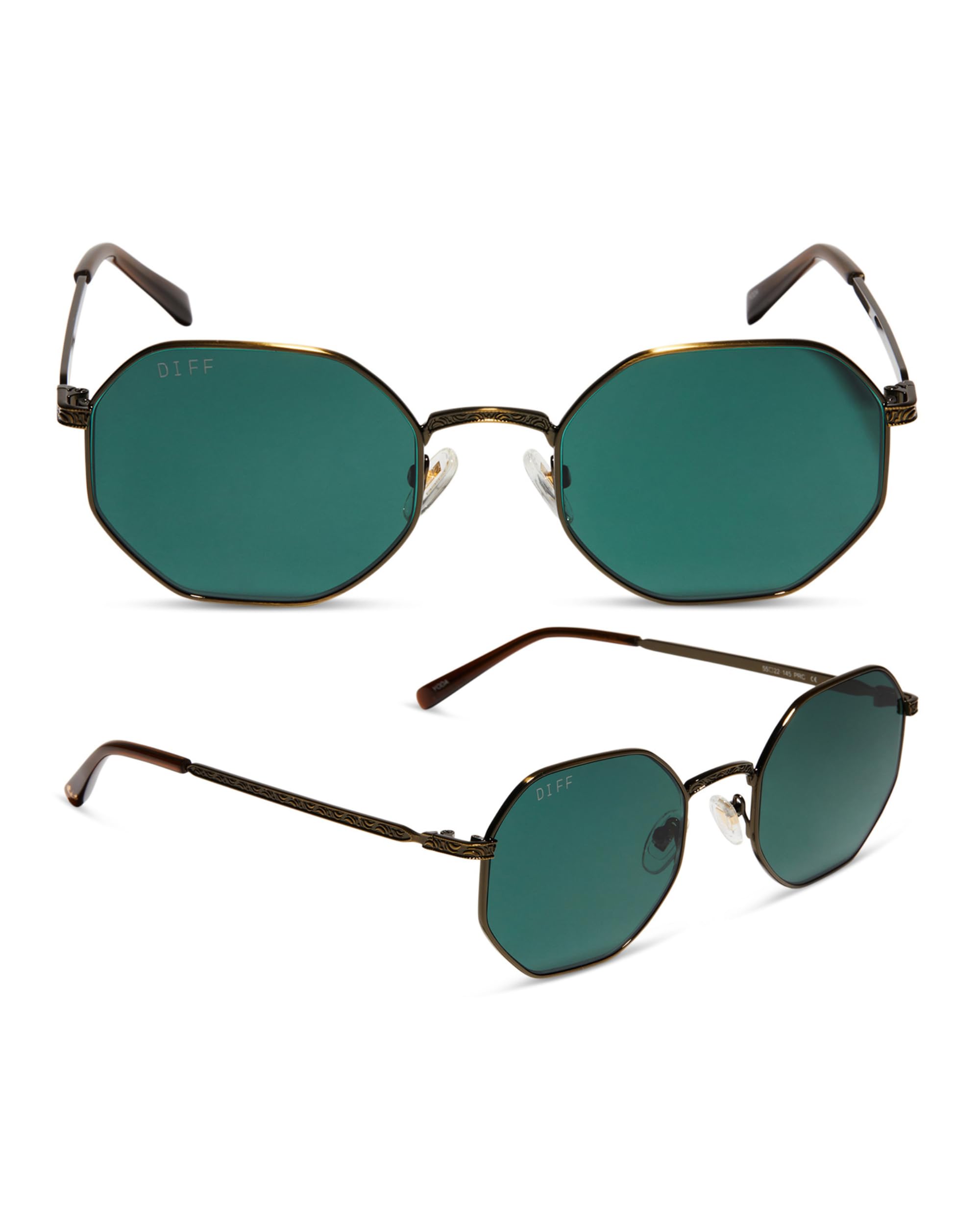 DIFF Star Wars Master Yoda Dagobah Geometric Aviator Sunglasses for Men and Women UV400 Protection, Brushed Gold + Green Polarized