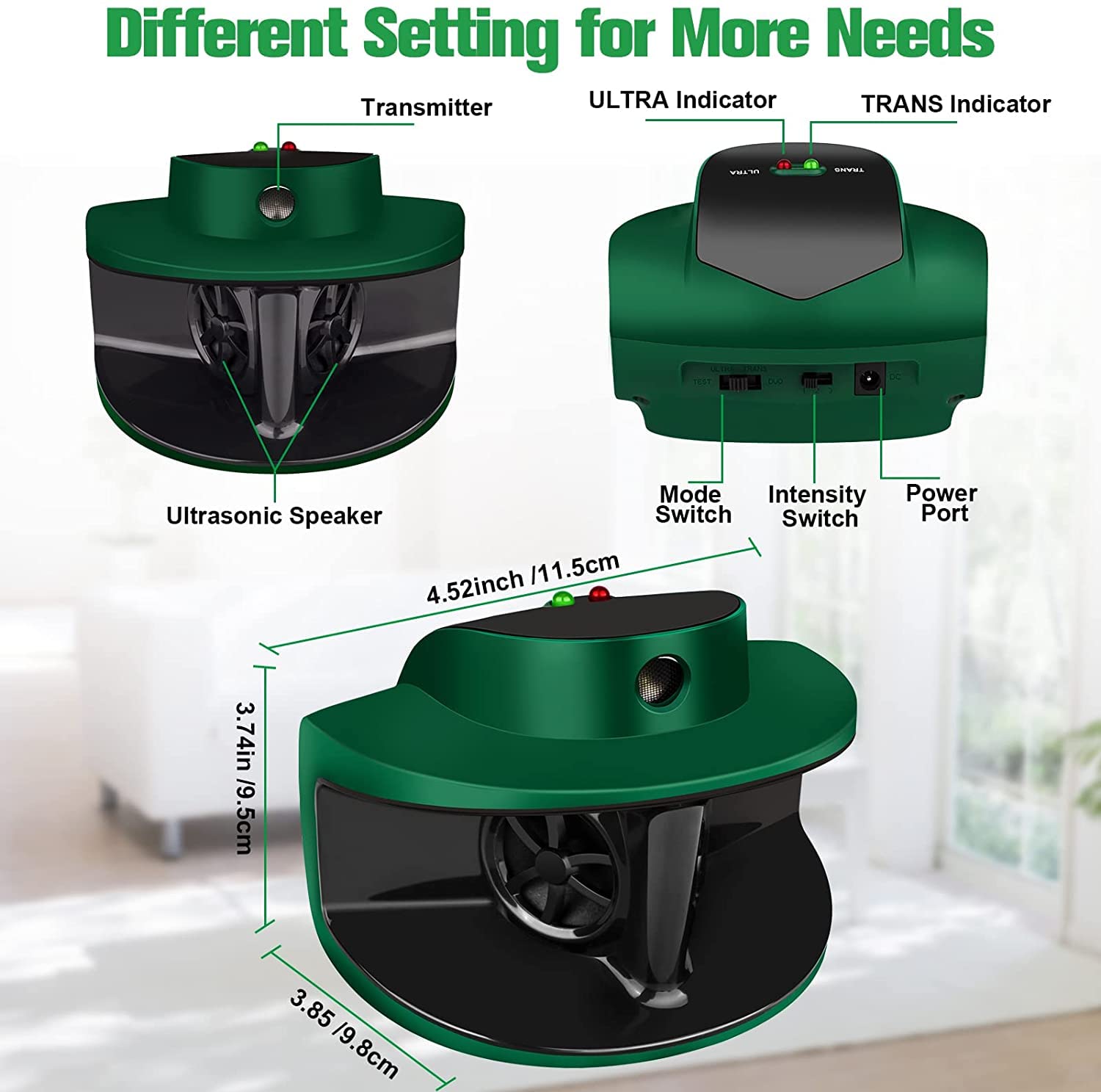 ENERJARY Ultrasonic Mouse Repellent, 2024 Ultrasonic Pest Repeller, 360° Mouse Repellent Rat Control for Home Indoor, Effectively Repels Mouse, Rodent, Roach, Mosquito (Green)