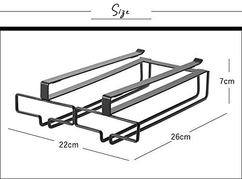 Yamazaki Stemware Home Under Shelf Wine Glass Rack-Hanging Storage Holder | Steel | Undershelf Solution, One Size, Black