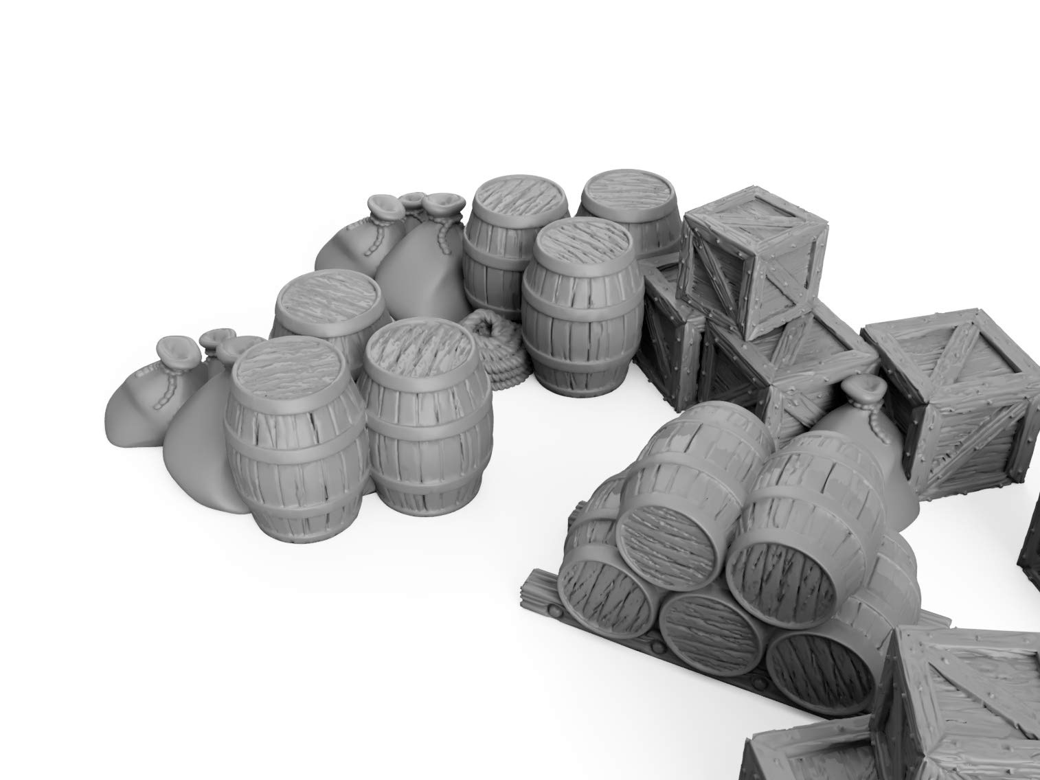 Port Ships Cargo Piles DND Terrain 28mm for Dungeons and Dragons, D&D, Pathfinder, Warhammer 40k, RPG, Miniatures, Age of Sigmar, Tabletop, D and D, Dungeons and Dragons Gifts