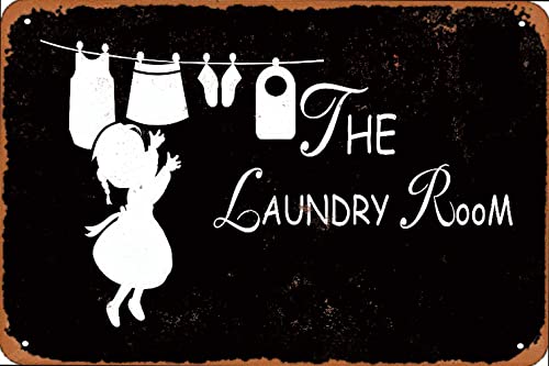 Laundry Metal Signs for Laundry Room Decor, Laundry Metal Sign,Farmhouse Vintage Decor,Modern Art Décor for Laundry Room Wall and Door,By KPSheng 8inchx12inch