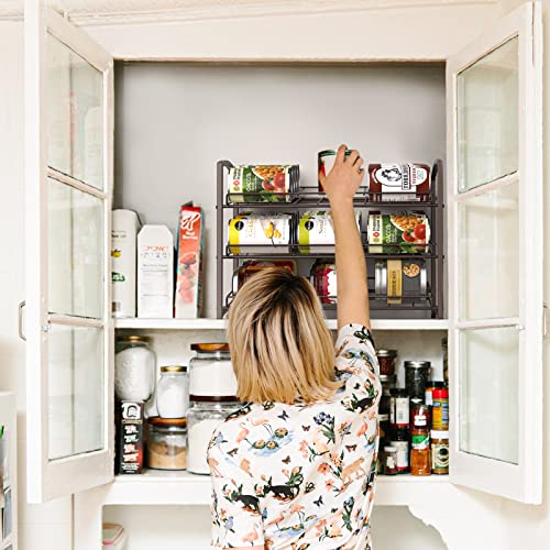 FURNINXS Can Rack Organizer, 3-Tier Stackable Can Holder Dispenser for Kitchen Pantry or Cabinet Organization and Storage Holds up to 36 Cans FNCR01D, Bronze
