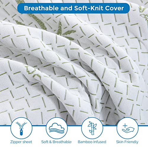 IULULU King Mattress, 10 Inch Memory Foam Mattress in a Box, Green Tea Gel Infused Mattresses with Breathable Bamboo Cover for Cool Sleep, Medium Supportive, CertiPUR-US Certified, White