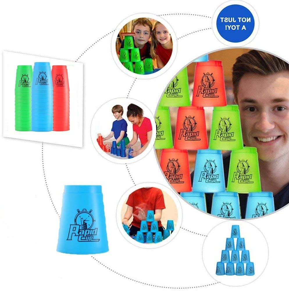 Erlsig Quick Stacks Cups 12 Pack of Sports Stacking Cups Speed Training Game Challenge Competition Party Toy