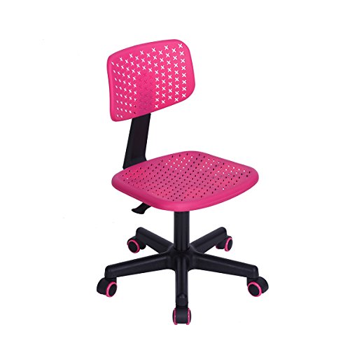 FurnitureR Swivel Writing Task Chair Low Mid Back Armless Height Adjustable Computer Desk Chair for Home Office Kindergarten Girls Boys Teens Students,W15.9 x D14.6 x H34.3 (Pink)