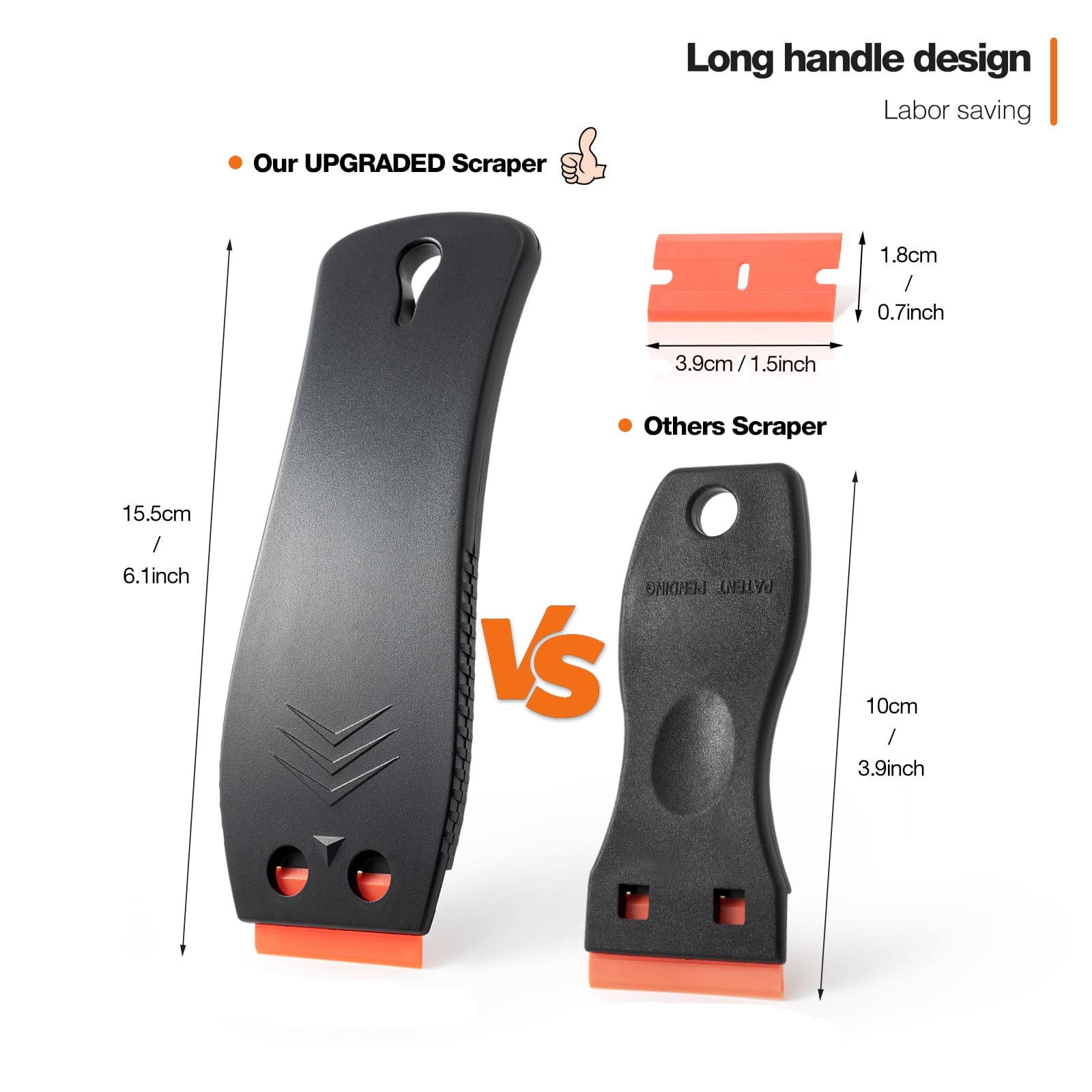 Gomake Double Edged Plastic Razor Blade Scrapers Knife with 20pcs Plastic Razor Blades for Removing Glue, Sticker, Decals, Tint,Label, Decal, Car Sticker, Adhesive from Window,Glass and Floor
