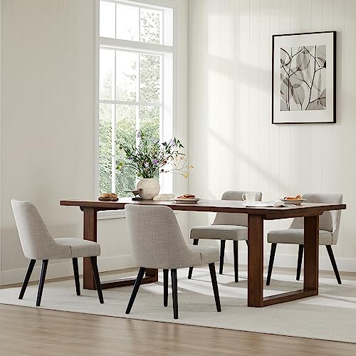 CHITA Mid-Century Modern Dining Chair, Upholstered Fabric Accent Chair for Dining Room, Set of 2, Flax Beige in Fabric