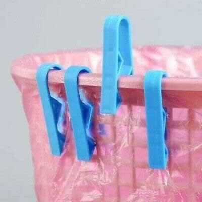 GANPUB 10pc Blue Plastic Kitchen Garbage Bin Clip,Set of Bag Clips - Anti-Slip Fixation Clamp for Trash Cans and Garbage Bins