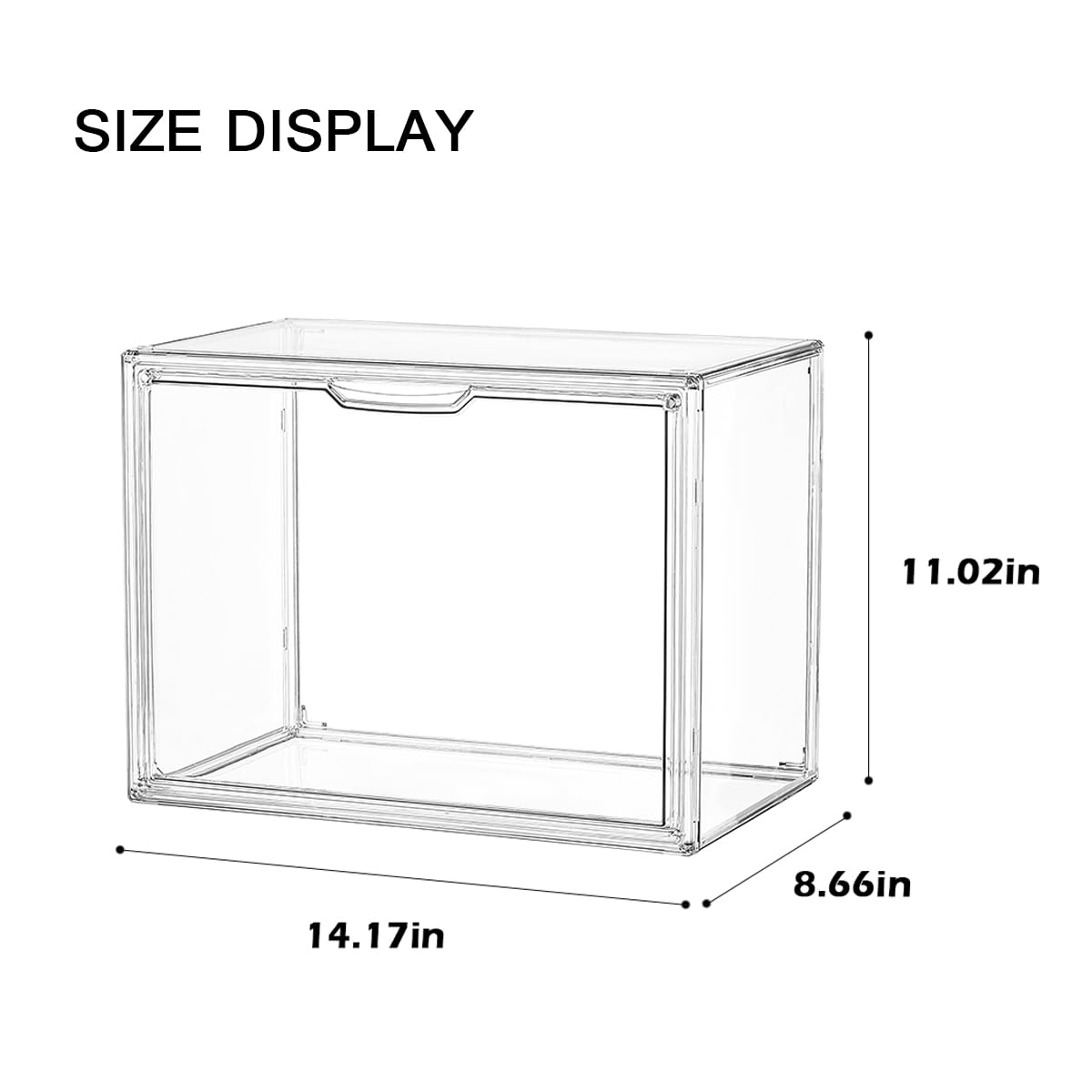Fox Claw Clear Acrylic Bookcase, Book Organizer Box, Portable Book Containers with Magnetic Door, Stackable Display Case for Purses Handbags Dolls Toys Shoes(Clear, 14.17" ×10.63"×8.66")