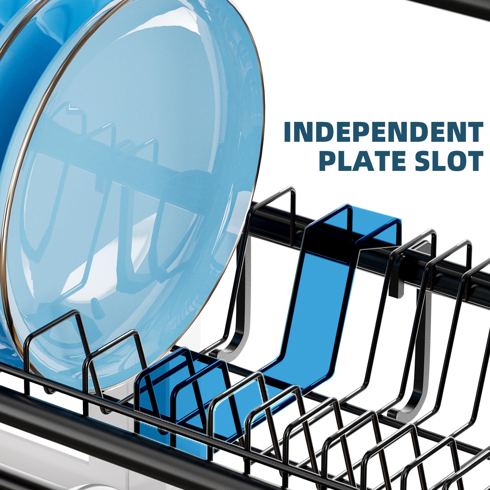 GAOKASE Large Over The Sink Dish Drying Rack, 2 Tier Over Sink Dish Rack with Utensil Holder, Dishes Drainer for Kitchen Counter Kitchen Organizer Metal (Fit≤32" Sink)