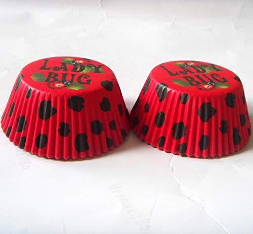 Lucky Star Red Ladybug Colorful Paper Muffin Cupcake Liners case Baking Cups 100 pcs,Standard Size 2x1.25inch