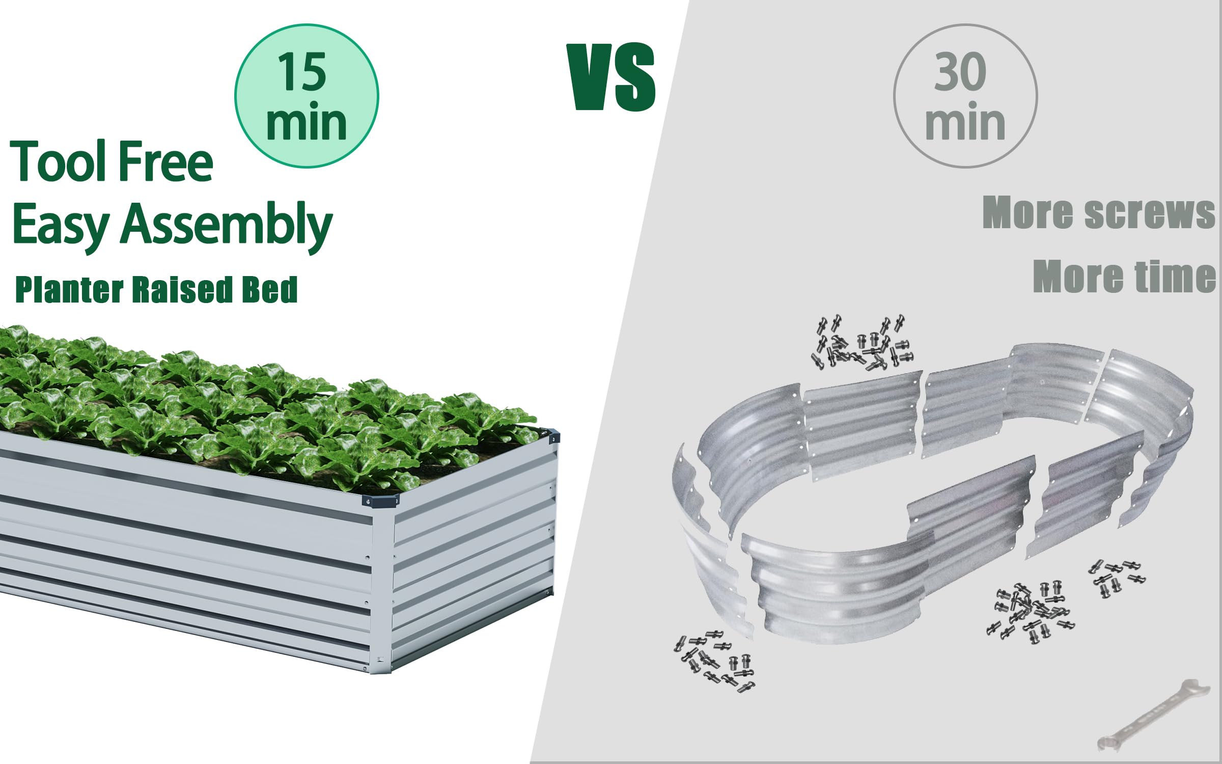 DIIYIV 12x2x1FT Galvanized Raised Garden Bed,Raised Graden Bed Kit-Square Metal Garden Bed,Large Planter Raised Bed Outdoor,Garden Box for Vegetables,Flower,Herb…