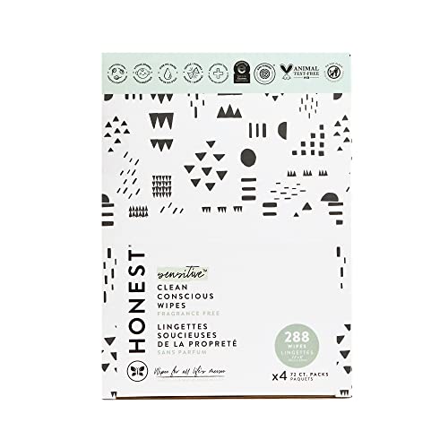 The Honest Company Clean Conscious Wipes | 99% Water, Compostable, Plant-Based, Baby Wipes | Hypoallergenic, EWG Verified | Pattern Play, 288 Count