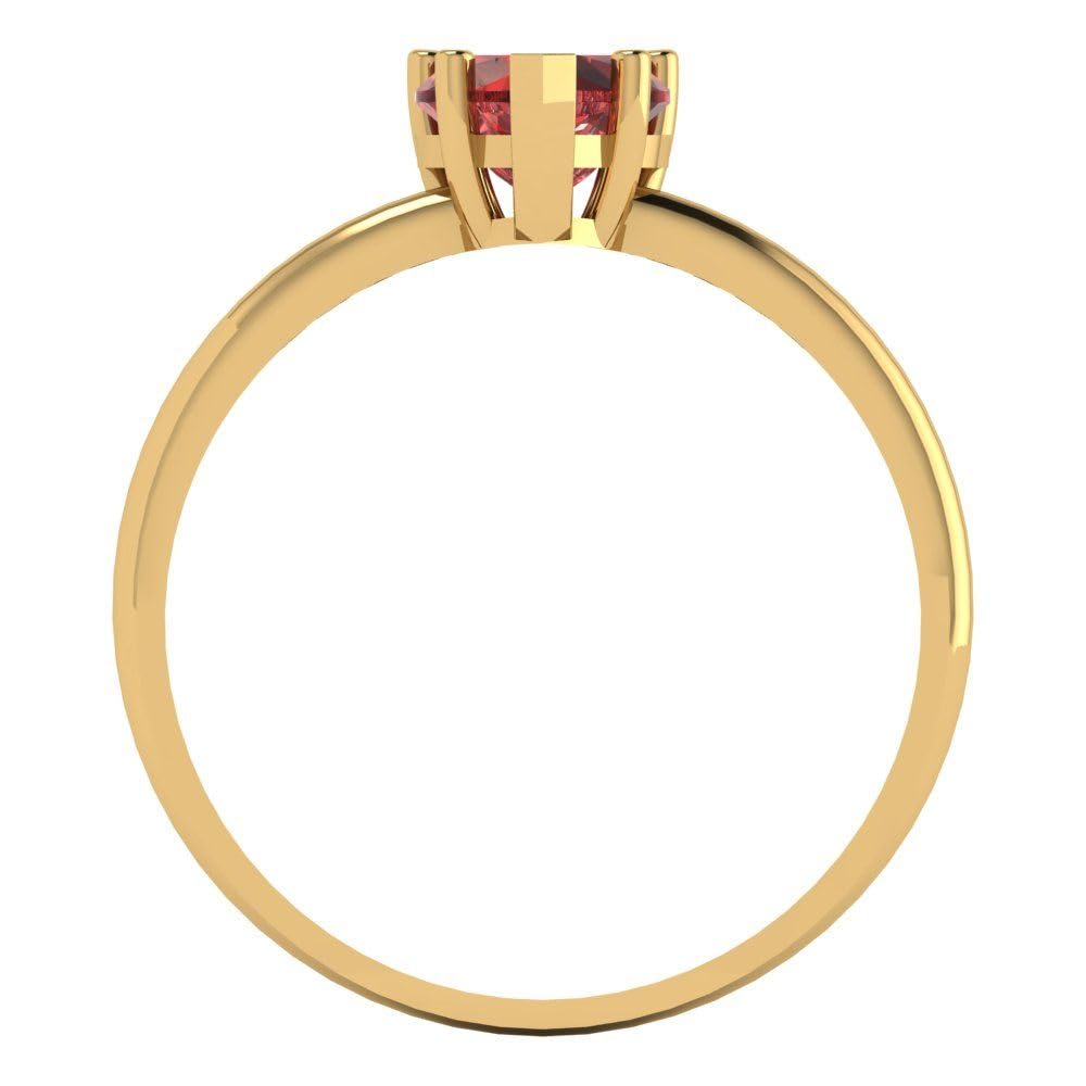 Clara Pucci 0.95ct Heart Cut Solitaire Natural Scarlet Red Garnet 5-Prong Classic Designer Statement Ring Solid 14k Yellow Gold for Women
