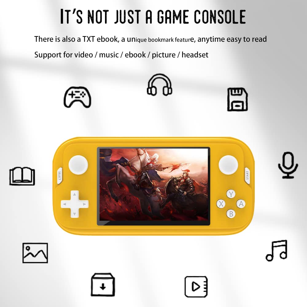 Diketigeey Handheld Game Console 3.5inch Mini Retro Gaming Player 700 Classic Games Preinstalled IPS Screen Rechargeable Game Consoles Box for Kids Boys Children(Yellow) (Yellow)