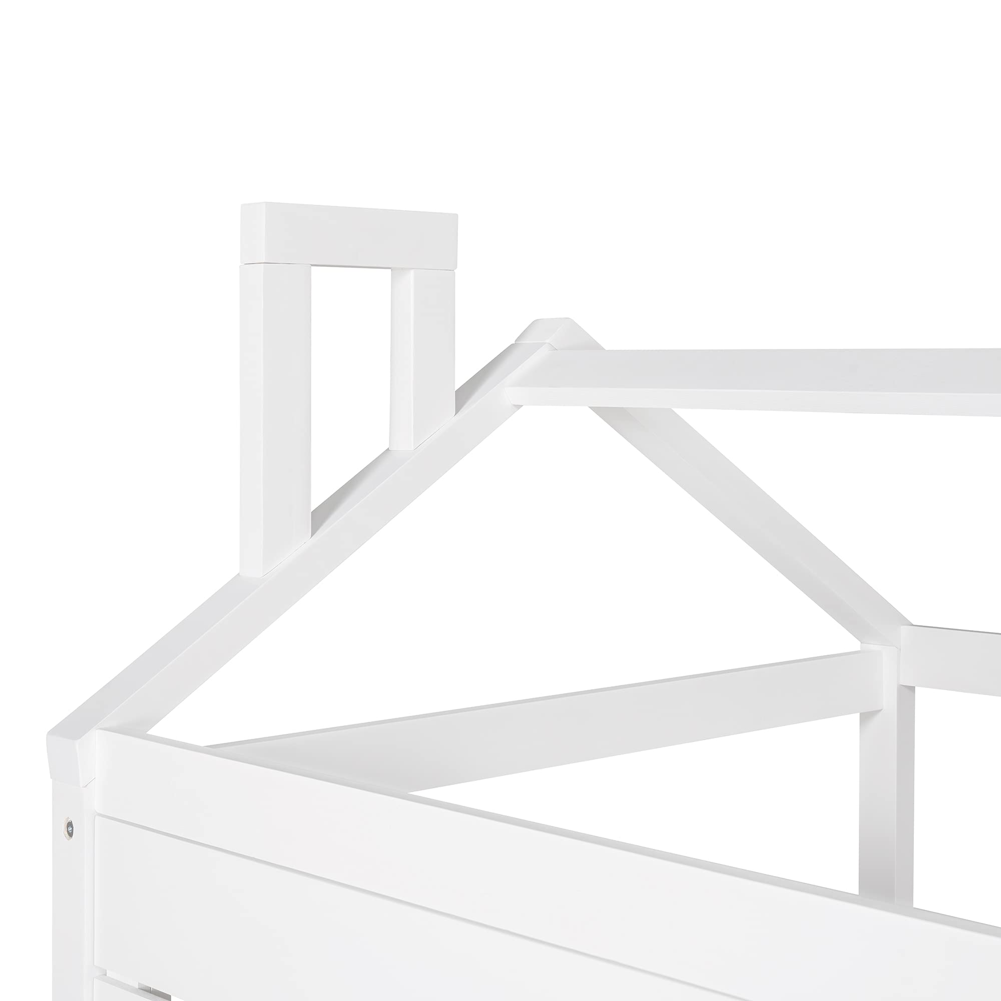 Merax House Bed with Trundle, Window and Roof, Twin Size Wood Bunk Bed Daybed Can be Decorated for Girls, Boys (White)