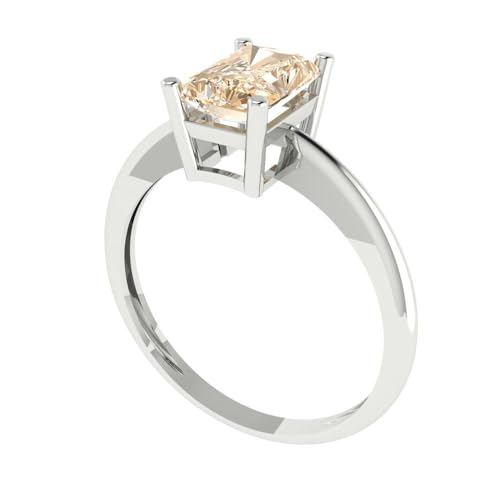 Clara Pucci 1.0 ct Radiant Cut Solitaire Genuine Natural Morganite Wedding Bridal Designer Anniversary Engagement Ring 14k White Gold