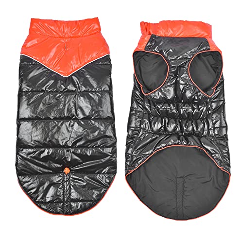 KOOGAL Dog Windproof Waterproof Cotton Coat,Medium and Large Jacket Dog Cotton Vest Cotton Coat Cotton Undershirt Winter Coat Double-Breasted for The Medium and Large Dogs (3XL,Orange Black)