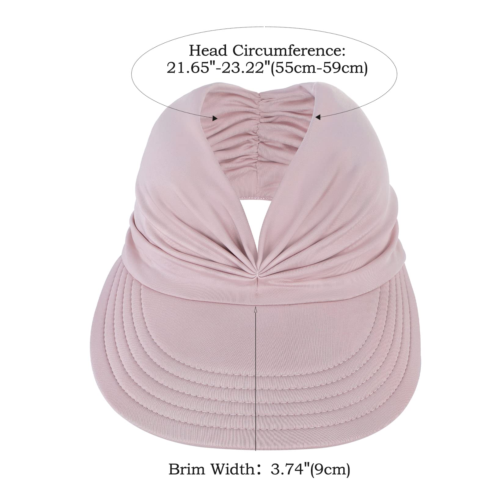 Century Star Sun Visor Hat for Women Wide Brim Sun Hats UPF 50+ UV Protection Summer Foldable Ponytail Beach Hats Z Rose Red One Size