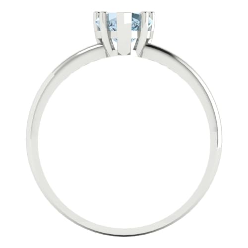 Clara Pucci 1.0 ct Heart Cut Solitaire Blue Simulated Diamond 5-Prong Engagement Bridal Promise Anniversary Ring 18K White Gold Size 7