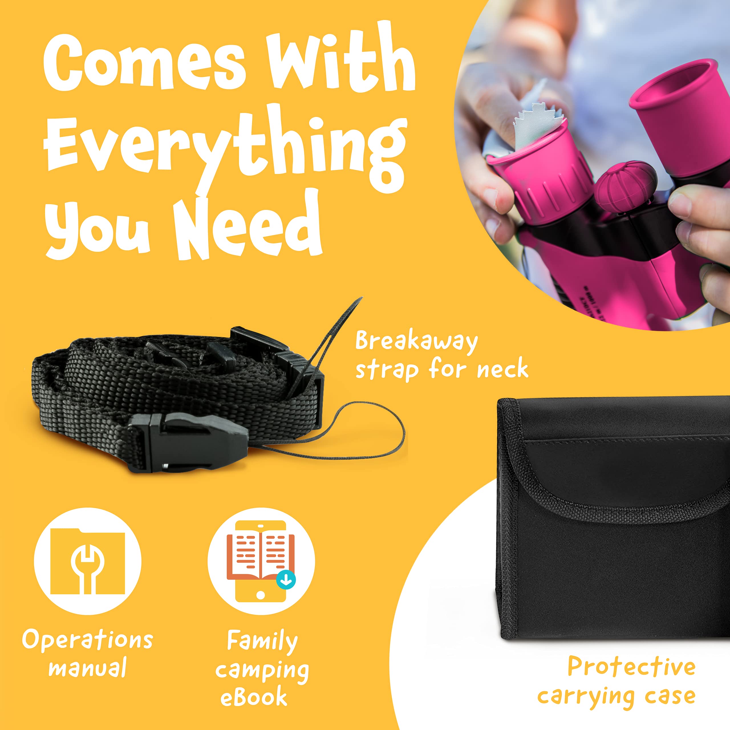 Think Peak - Binoculars for Kids Ages 4-8 - Outdoor Sports - Educational Adventure - 8x21 Compact - Nature Exploration Bird Watching - Pink