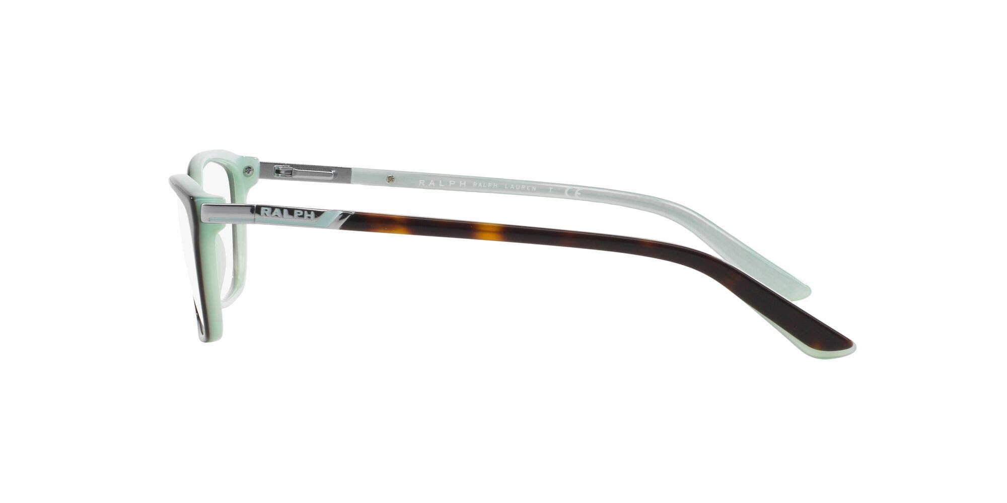Ralph by Ralph Lauren Women's RA7044 Cat Eye Prescription Eyewear Frames, Shiny Havana On Aquamarine/Demo Lens, 52 mm