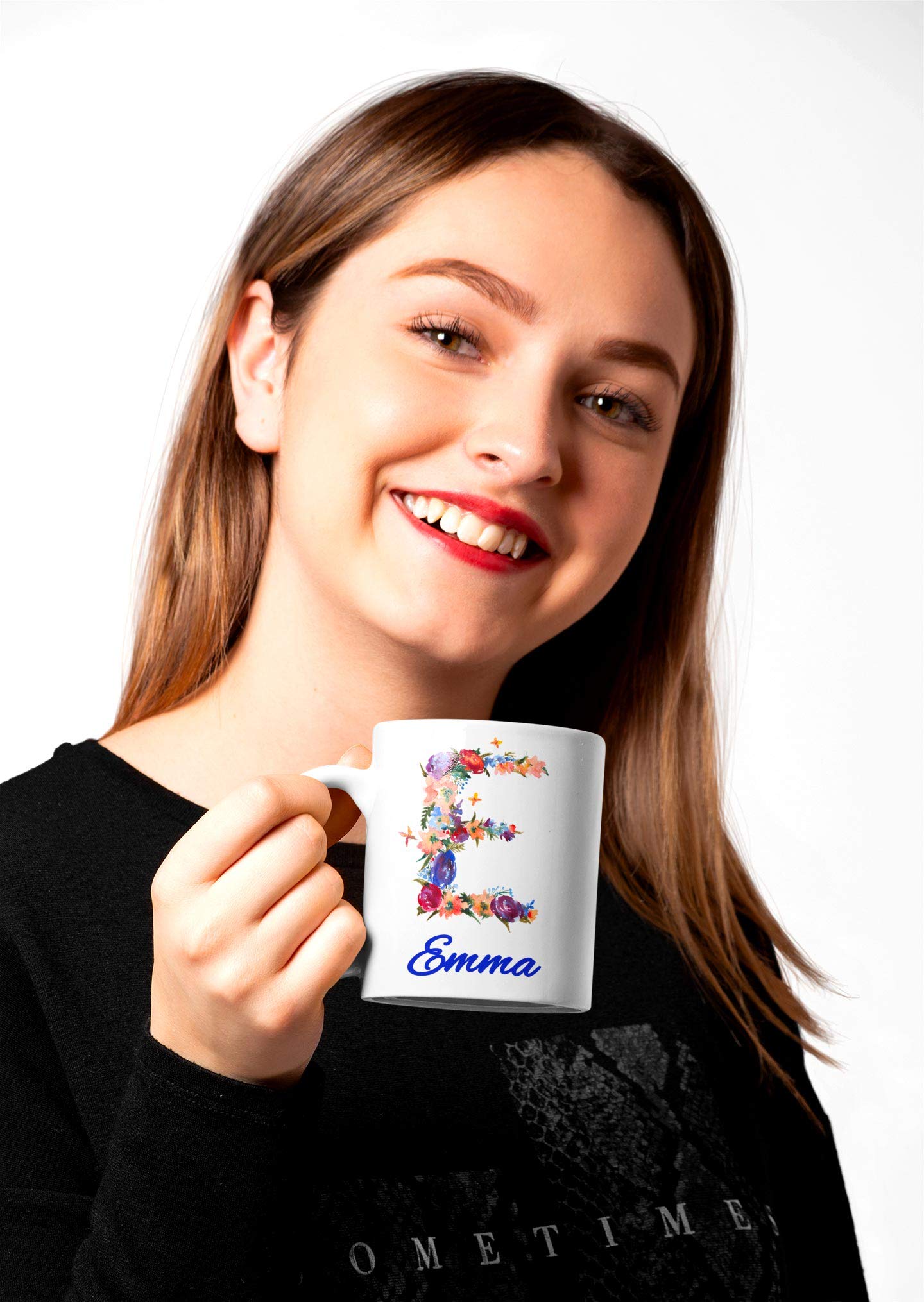 Custom Coffee Mugs - Personalized Ceramic Cups with Initial Name Monogram - 11 & 15 oz