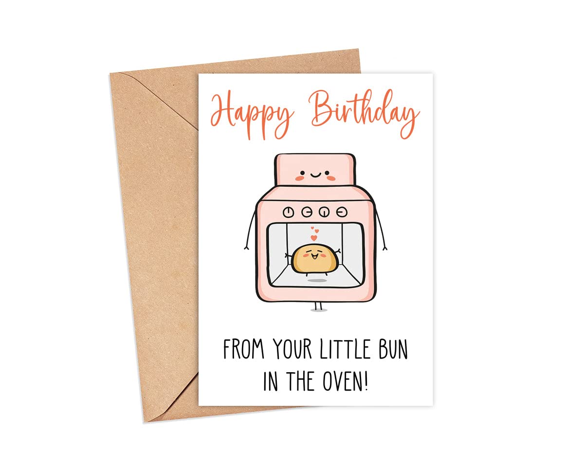 Yanashop88 Happy Birthday From Your Little Bun In The Oven Card - Birthday Card From The Bun - Funny Cute Birthday Card - Pregnancy Birthday Card For Her - Pregnancy Birthday Card - Greeting Card