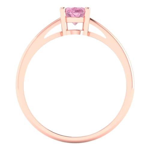 Clara Pucci 1.0 ct Oval Cut Solitaire Pink Simulated Diamond Engagement Wedding Bridal Promise Anniversary Ring 18K Rose Gold Size 7.5