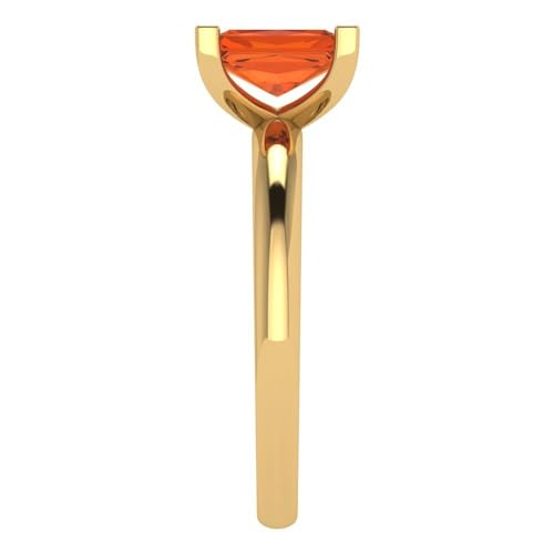 Clara Pucci 1.0 ct Emerald Cut Solitaire Red Simulated Diamond Engagement Bridal Promise Anniversary Ring 18K Yellow Gold Size 7.75