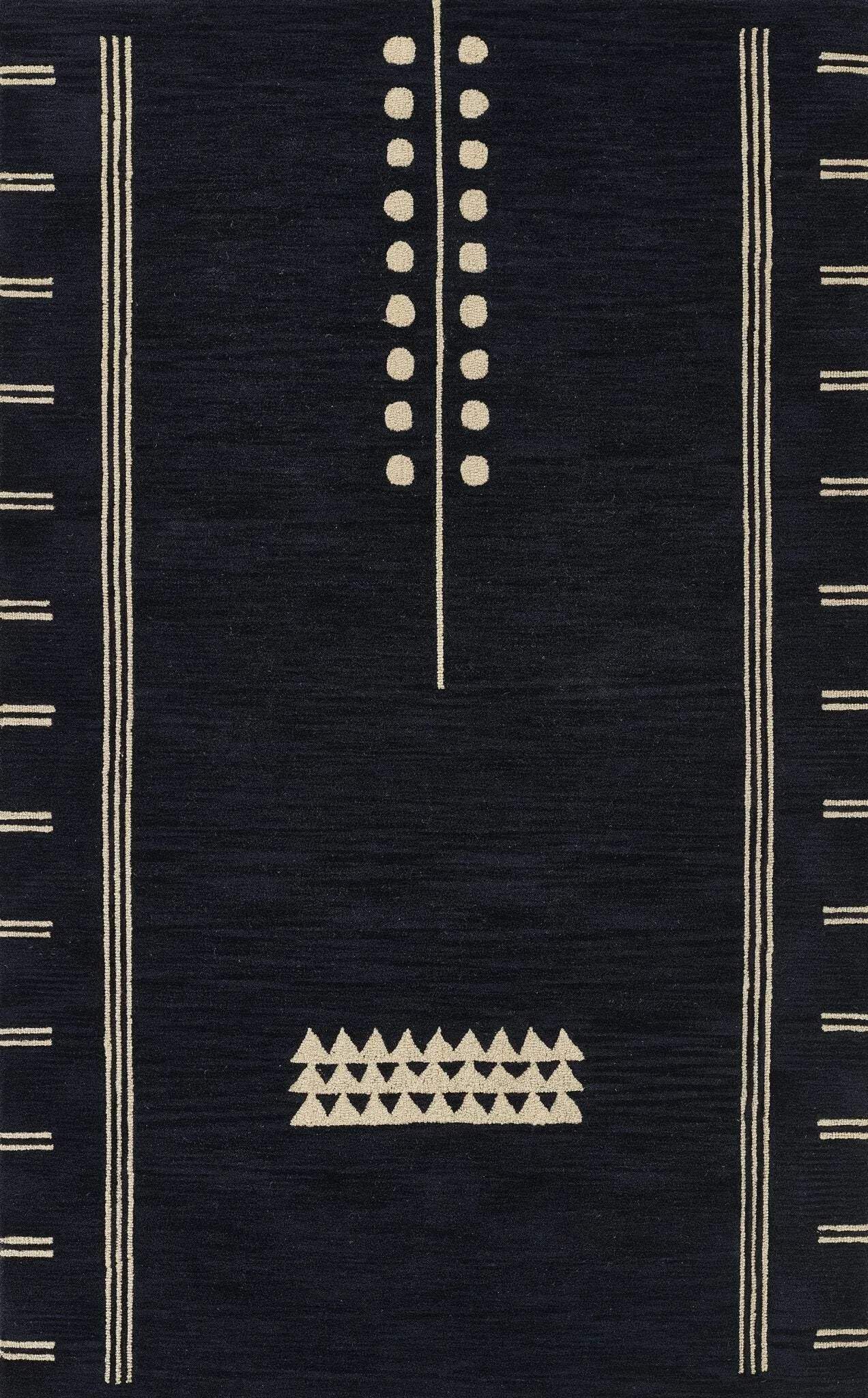 Momeni Simba Wool Hand Tufted Contemporary Indoor Area Rug, Navy, 5' X 8'