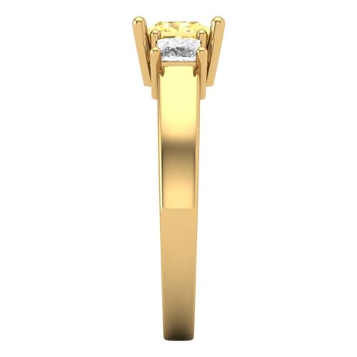 Clara Pucci 0.95ct Princess cut 3 stone Solitaire Yellow Simulated Diamond Engagement Promise Anniversary Bridal Ring 18K Yellow Gold 9.5