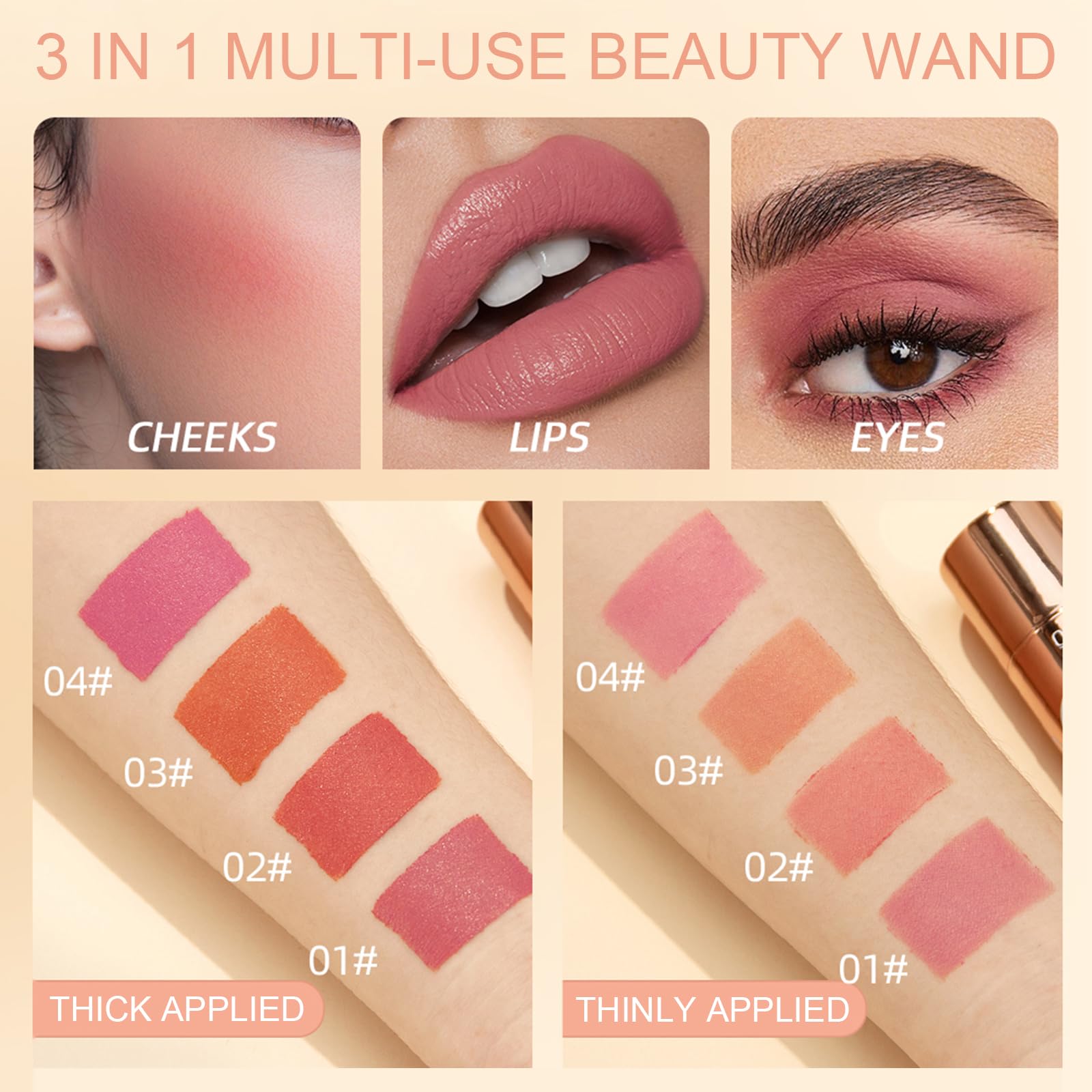 Cream Blush Stick Makeup, Multi-use Blush Beauty Wand for Eye, Lip and Cheek, Longwear Waterproof Moisturizing Monochromatic Blush Stick, Buildable & Mixable. Matte Finish, 0.3oz (Shy Pink #4)