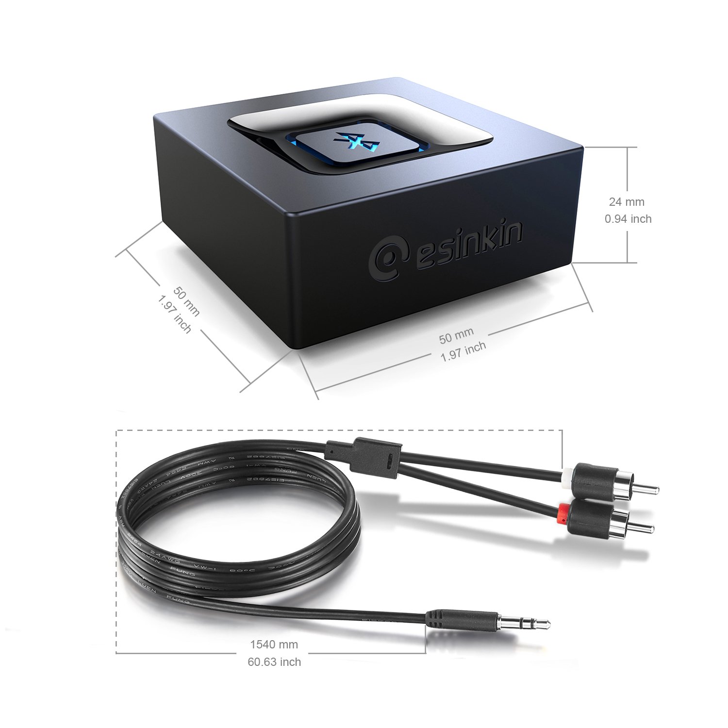 Esinkin Bluetooth Audio Adapter + AC to DC Power Adapter