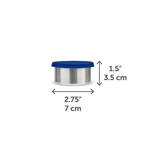 LunchBots 2.5 oz Leak Proof Snack and Side Dish Containers - Spill Proof in Bags and Bento Boxes - Food-Grade Stainless Steel With Silicone Lids - Set of 2 (Blue)