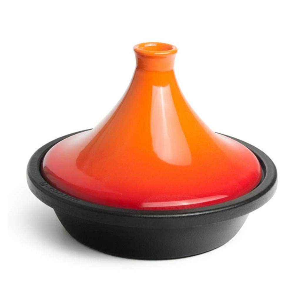MYYINGBIN Colorful Enameled Cast Iron Tagine Pot with Lid Suitable for Different Cooking Styles and Temperature Settings, Orange