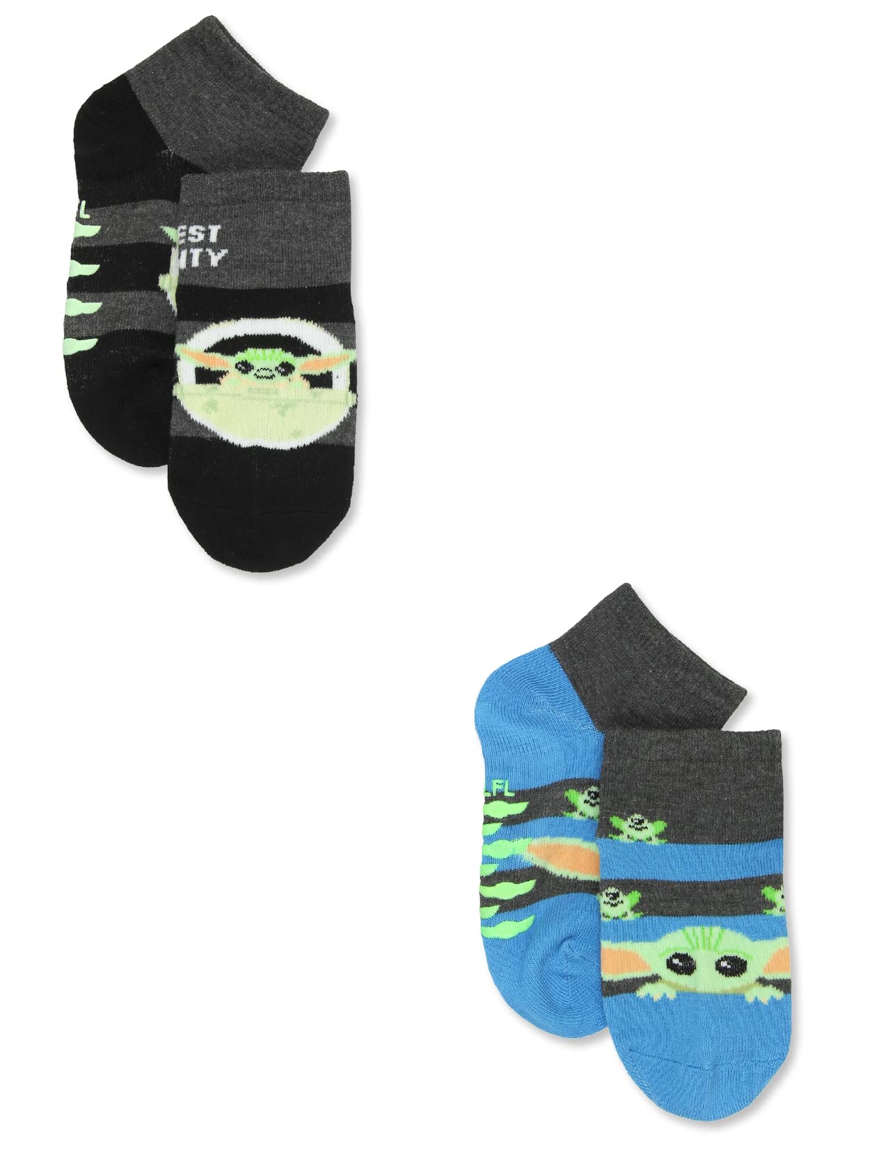 Disney Star Wars The Mandalorian Baby Yoda Toddler Kids 6 Pack Gripper Socks (Small, Grey)