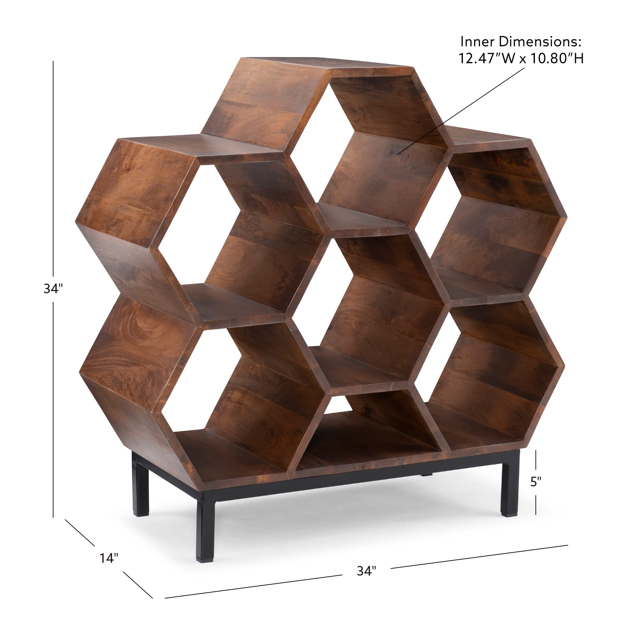 Powell Bianca Hazelnut Honeycomb Bookshelf