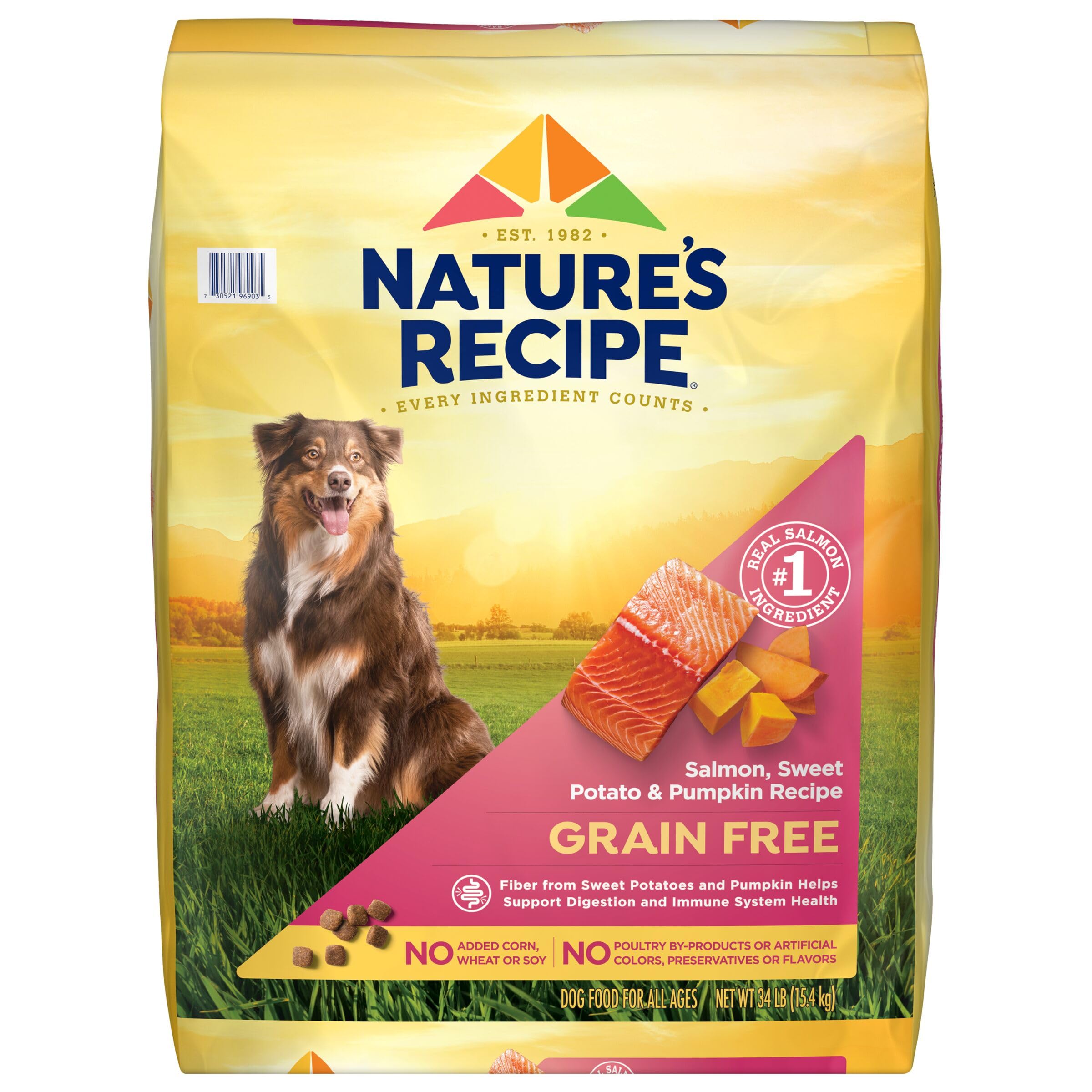 NatureâČs Recipe Grain Free Salmon, Sweet Potato & Pumpkin Recipe Dry Dog Food, 34 lb. Bag